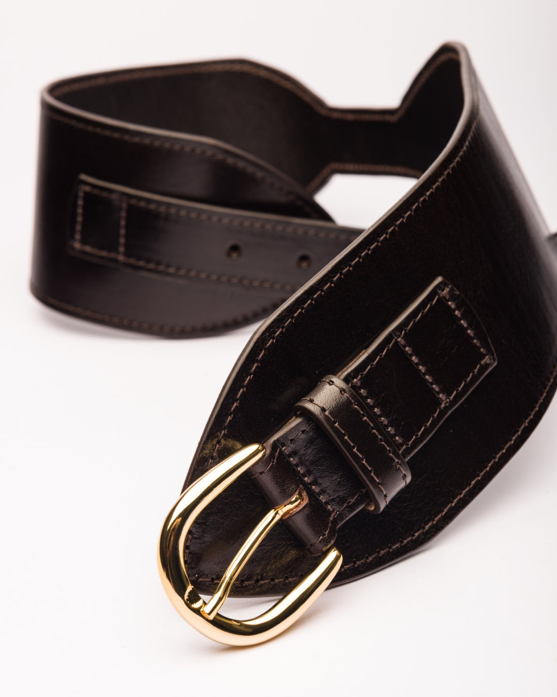 Lina wide shaped brown leather waist belt | Black & Brown London